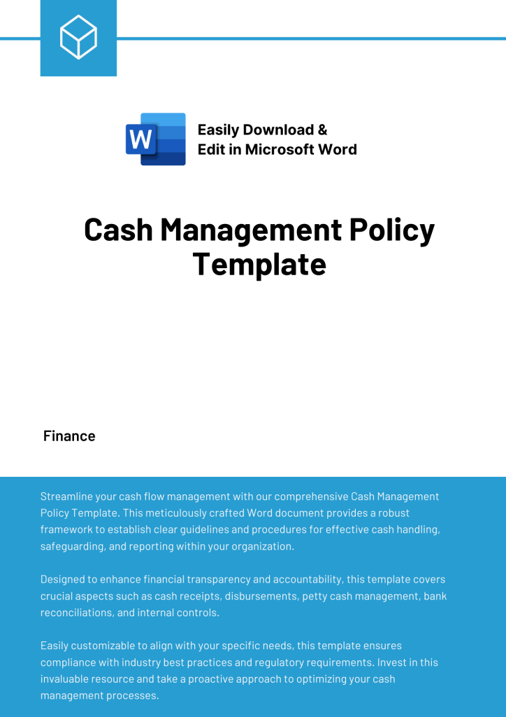 Cash Management Policy Template - Expert Policy Templates