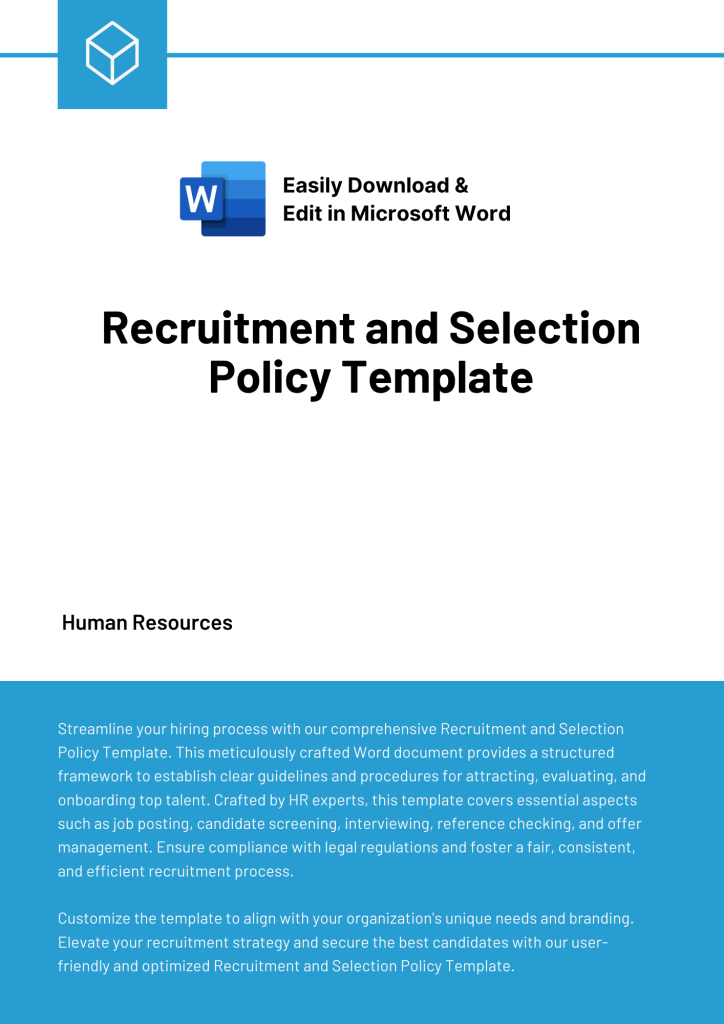 Recruitment and Selection Policy Template - Expert Policy Templates