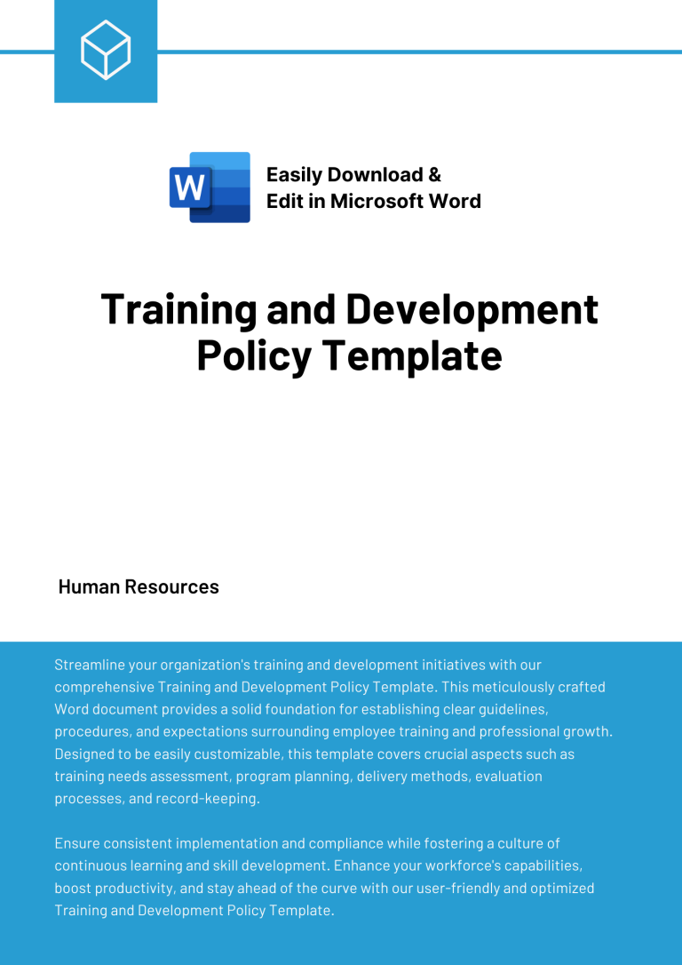 Training and Development Policy Template - Expert Policy Templates